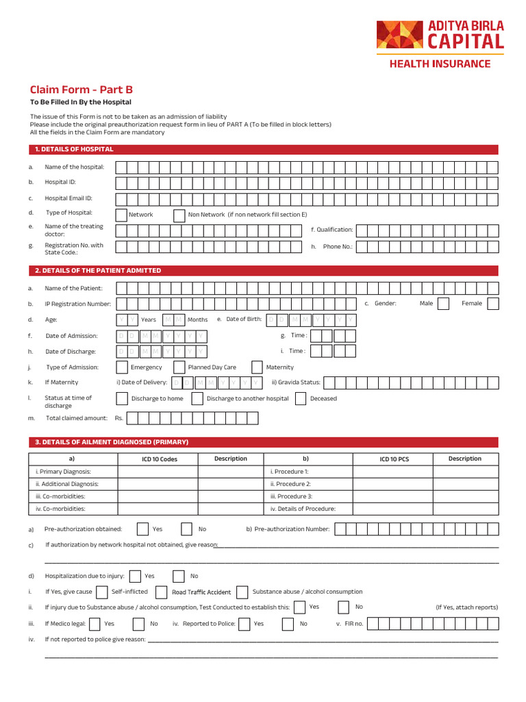 Claim Form B | PDF | Hospital | Comorbidity