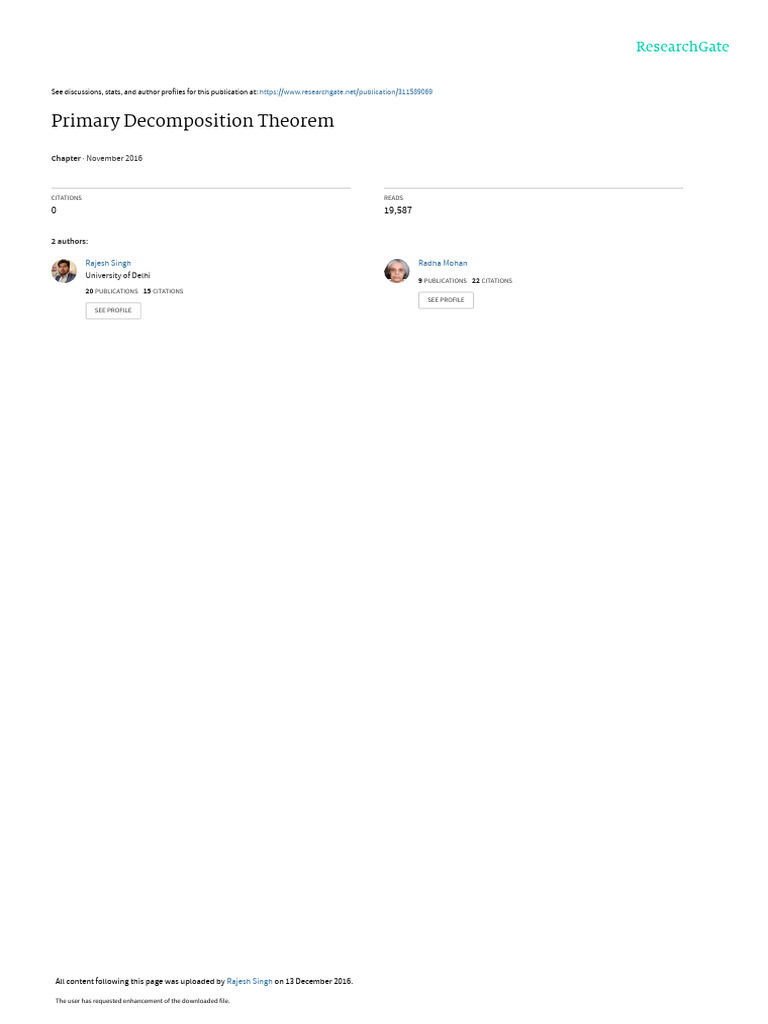 Primary Decomposition Theorem | PDF | Linear Map | Eigenvalues And ...