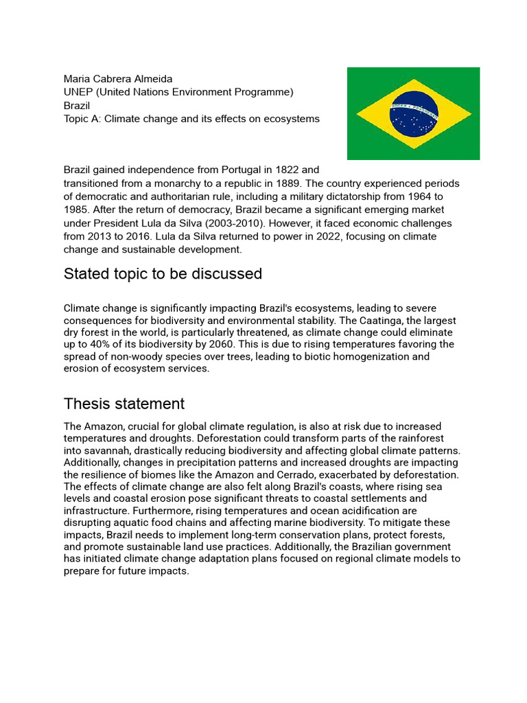 Brazil's Climate Change Impact on Ecosystems | PDF | Climate Change ...