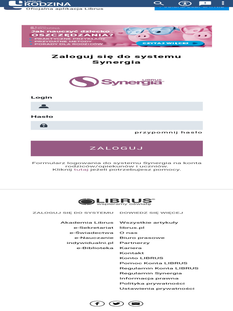 Zaloguj Do Synergii - LIBRUS Rodzina | PDF