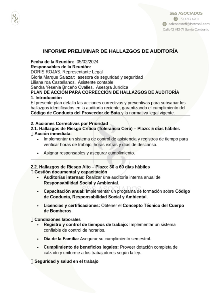 Informe Preliminar de Hallazgos | PDF | Auditoría
