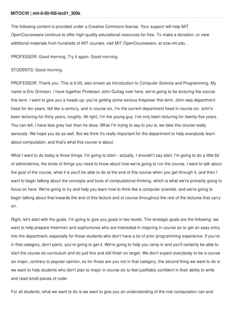 Intro to CS L1 | PDF | Data Type | Semantics