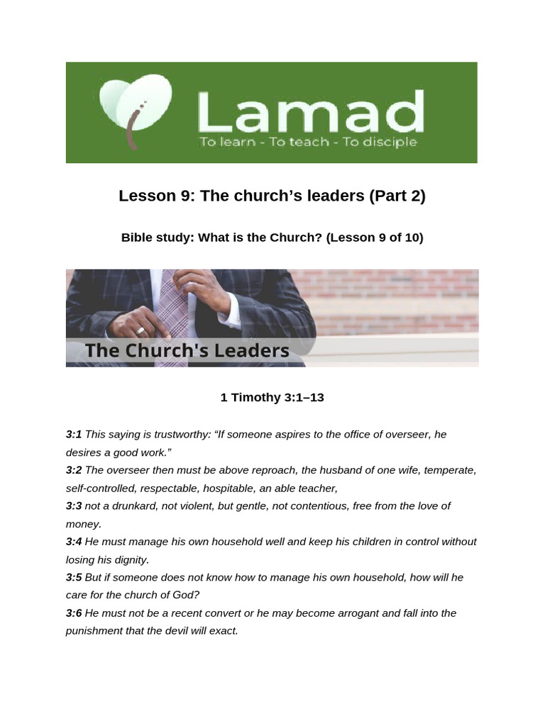 1005092 The Church 9 - The Churchs Leaders Part 2 | PDF | Logos (Christianity) | Elder ...
