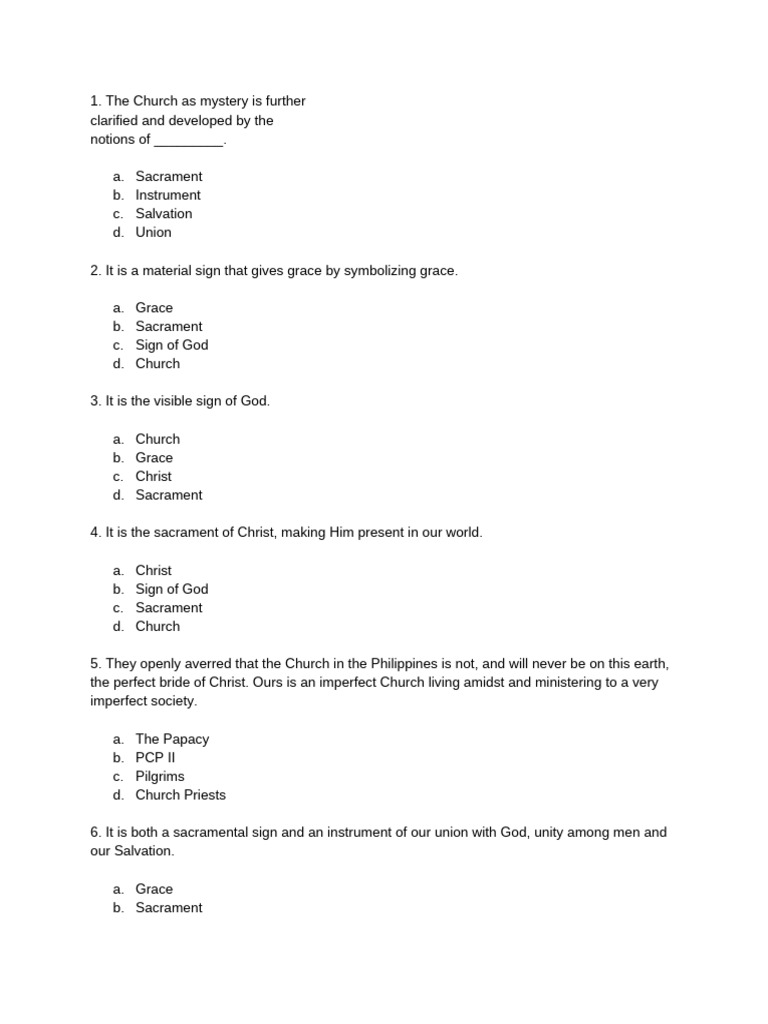 15-Questions-Quiz-Template | PDF | Sacraments | Grace In Christianity