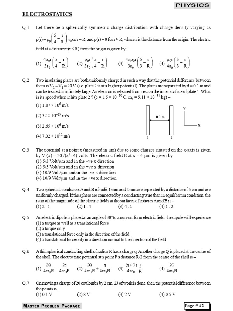 Electrostatics Problem Set | PDF | Electromagnetism | Physics