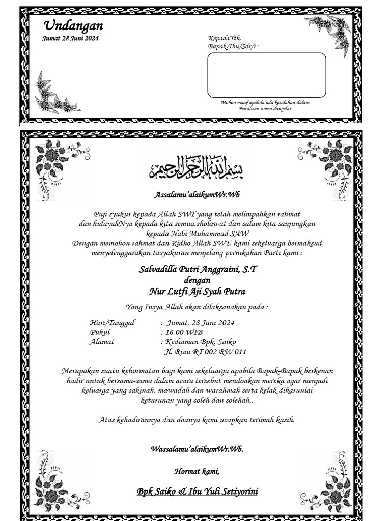 Undangan Syukuran Nikah | PDF