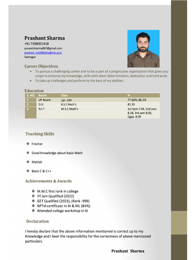 Prashant Resume 4 | PDF