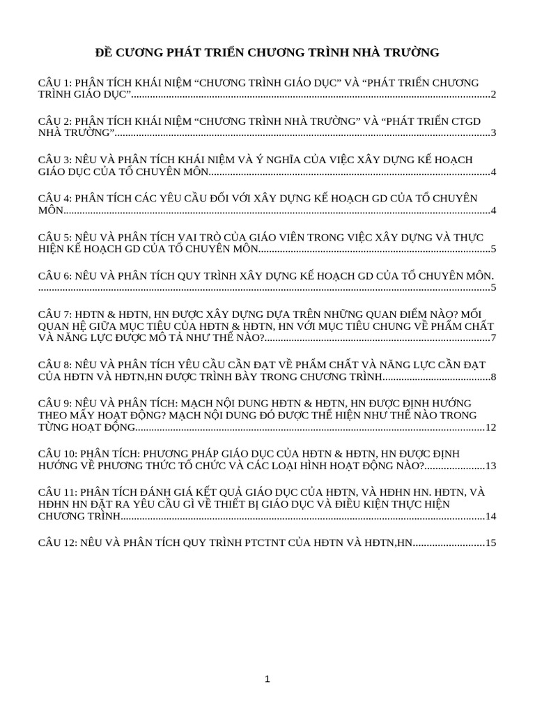 Đề cương PTCTNT | PDF