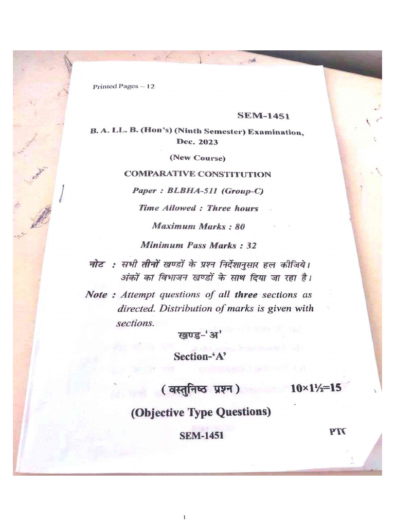 Comparative Constitution Sem9 | PDF