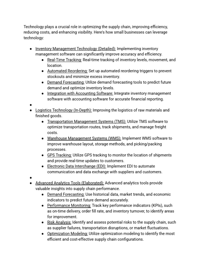 Optimizing Supply Chain Through Technology | PDF