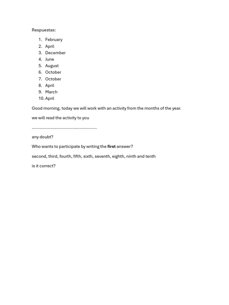Months of the Year Activity | PDF