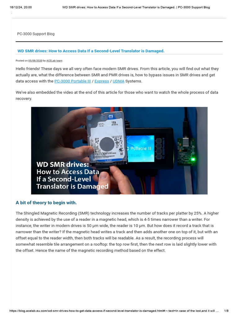 WD SMR Drives - How To Access Data If A Second-Level Translator Is Damaged. - PC-3000 Support ...