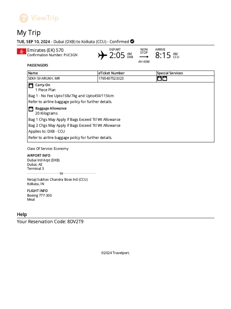 Travelport Viewtrip - My Trip | PDF