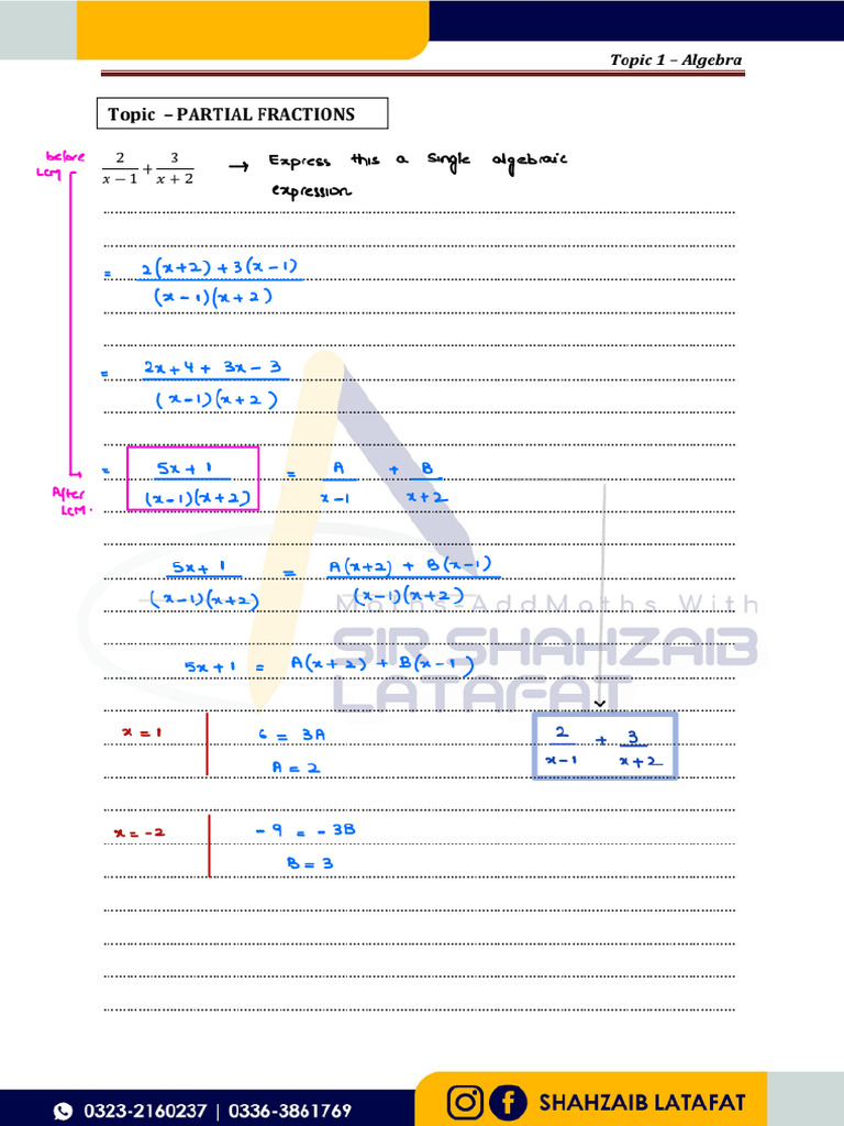 1b. Partial Fractions | PDF