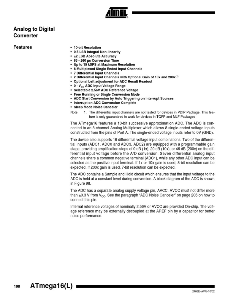 ATmega16 - ADC - 198-240 | PDF | Analog To Digital Converter | Electricity