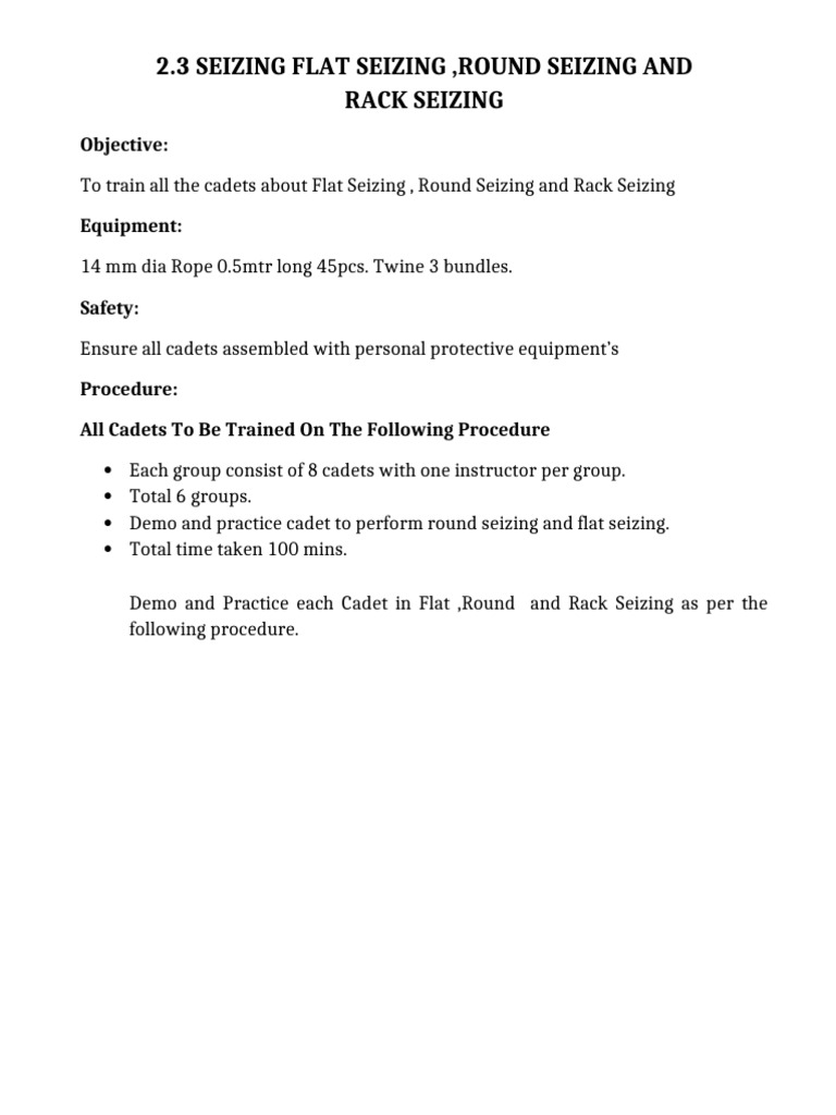 2.3 Flat Seizing, Round Seizing, Rack Seizing | PDF