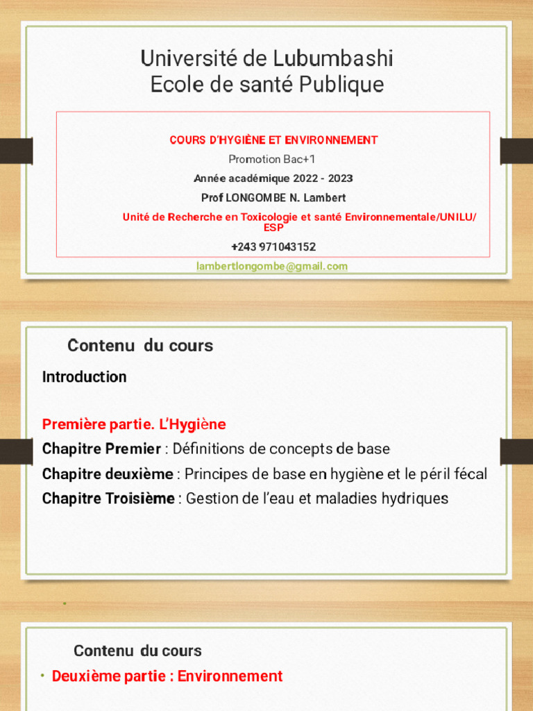 Cours D'hygiene Et Environnement Bac 1 2022 2023 Ok Ok 071817 Phoenix | PDF