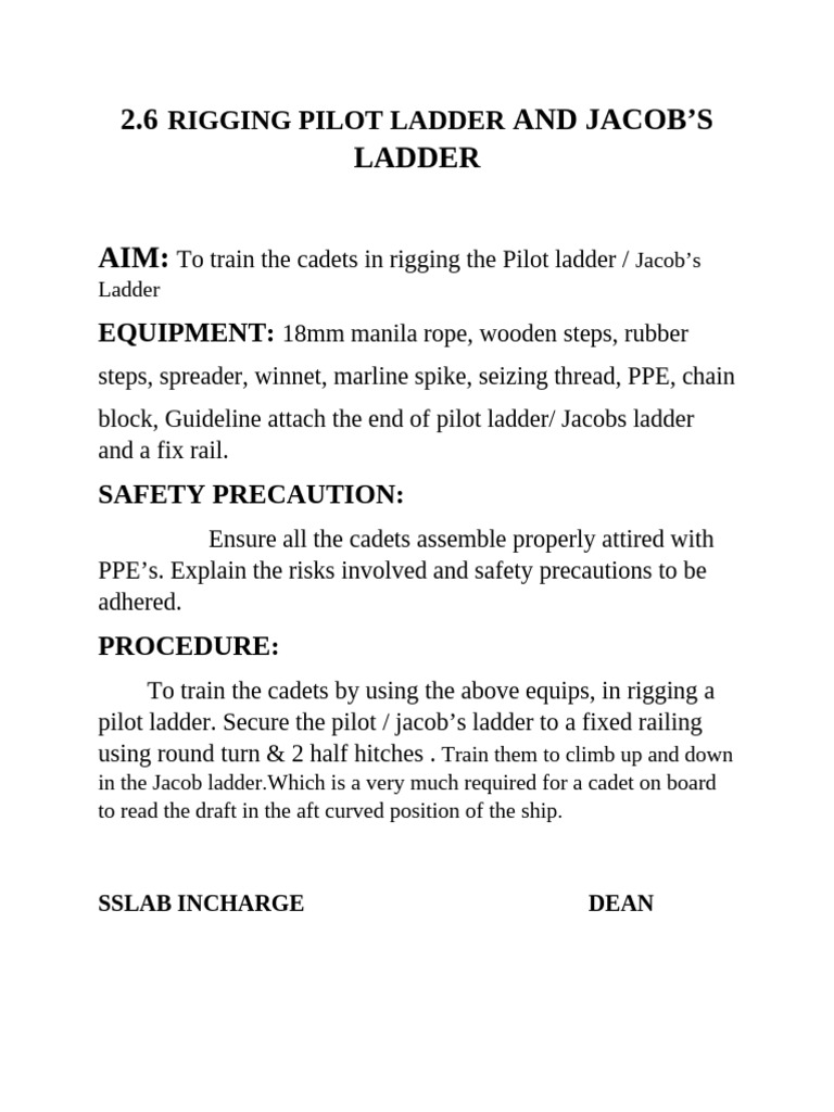 2.6 Rigging Pilot Ladder and Jacob's Ladder | PDF