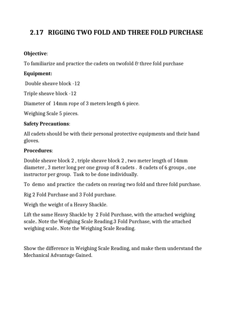 2.17 Rigging Two Fold and Three Fold Purchase | PDF