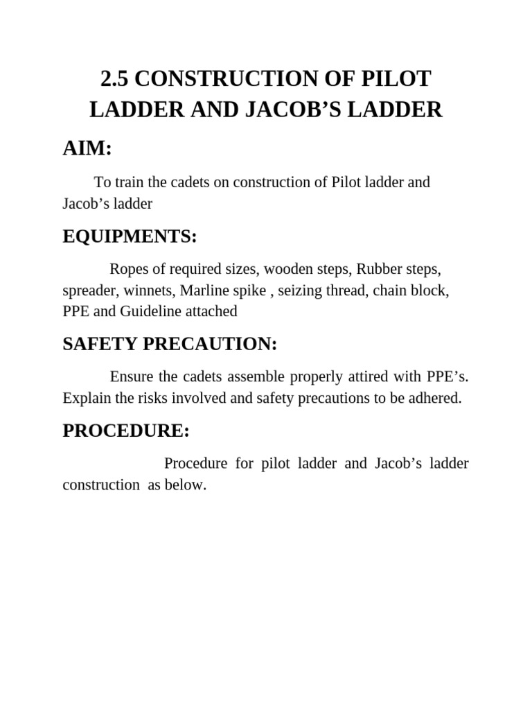 Jacob's Ladder vs. Pilot Ladder Construction | PDF