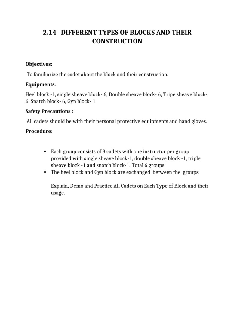 2.14 Different Types of Blocks and Their Construction | PDF