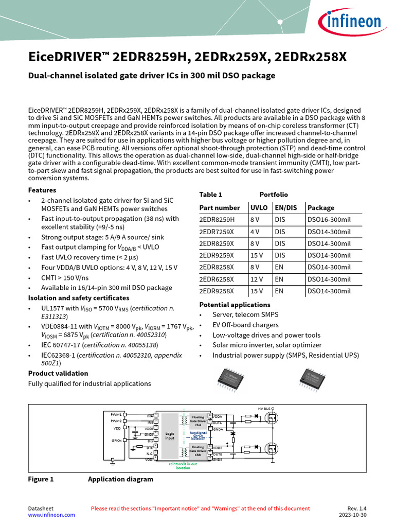 Infineon 2EDR7259X DataSheet v01 04 en | PDF | Logic Gate | Mosfet