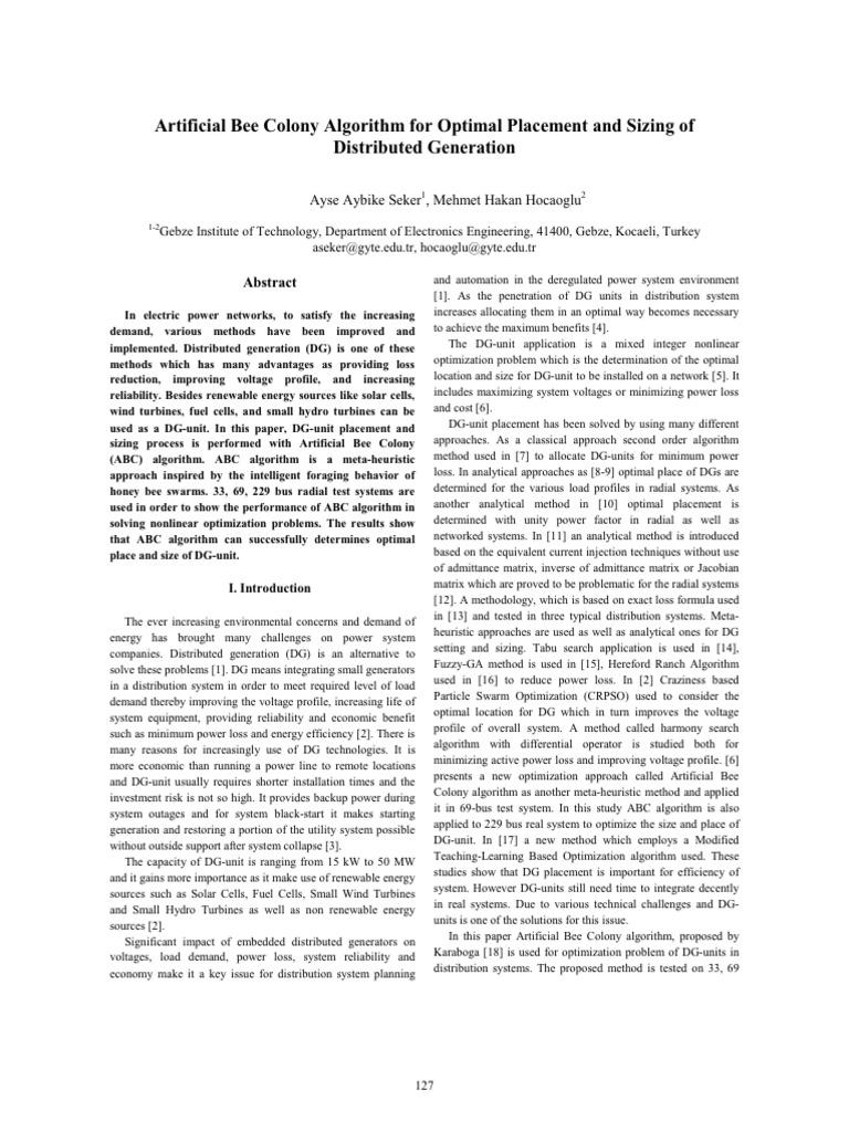 Artificial Bee Colony Algorithm For Opti | PDF