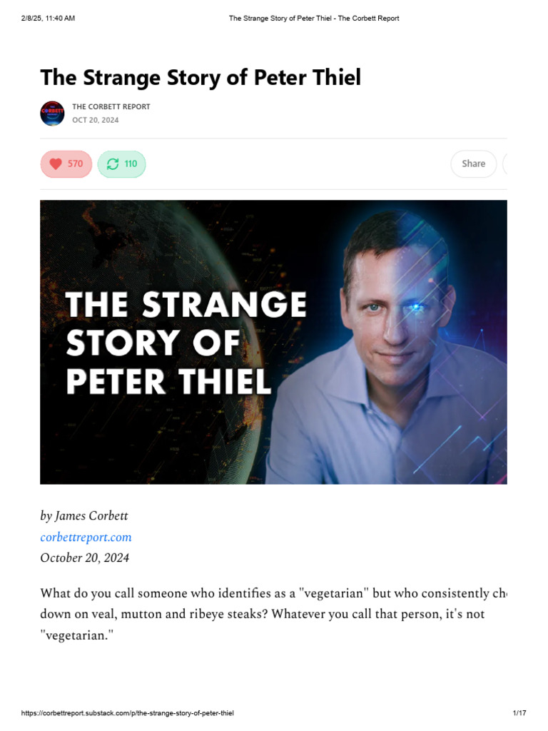 The Strange Story of Peter Thiel - The Corbett Report | PDF | Pay Pal