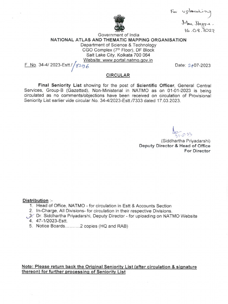 Scientific_Officer_Seniority List 2023 | PDF