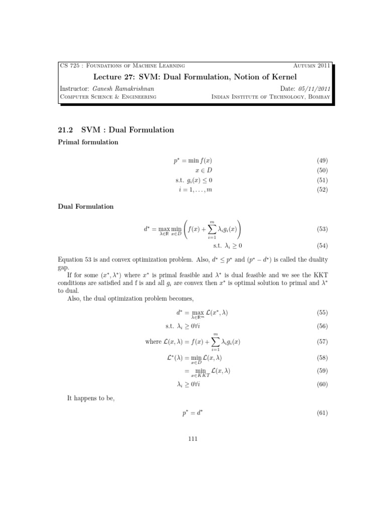 SVM-ML-AI Lecturenotes cs725 | PDF | Mathematics Of Computing ...