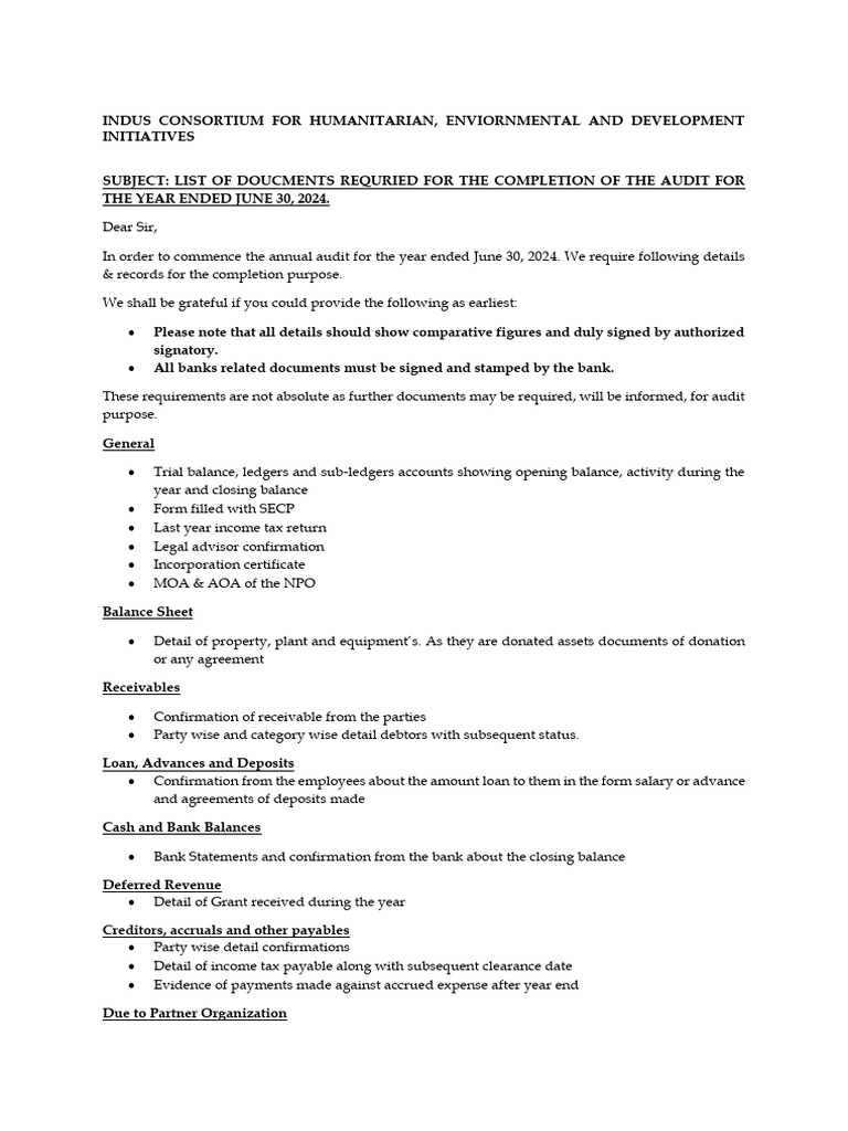 Indus Consortium Requirmrnt Letter | PDF