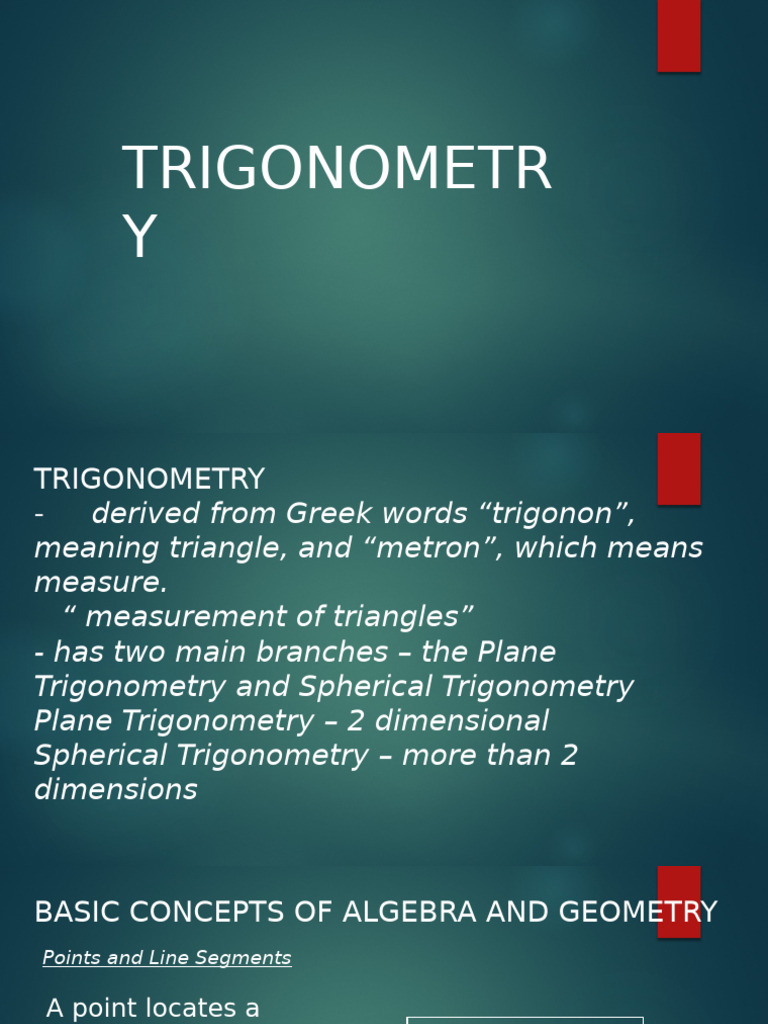 Review of TRIGONOMETRY | PDF | Line (Geometry) | Angle