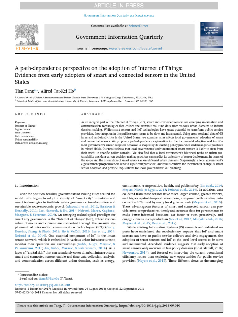 2020_Tang_Apath-dependence perspective on the adoption of Internet of ...