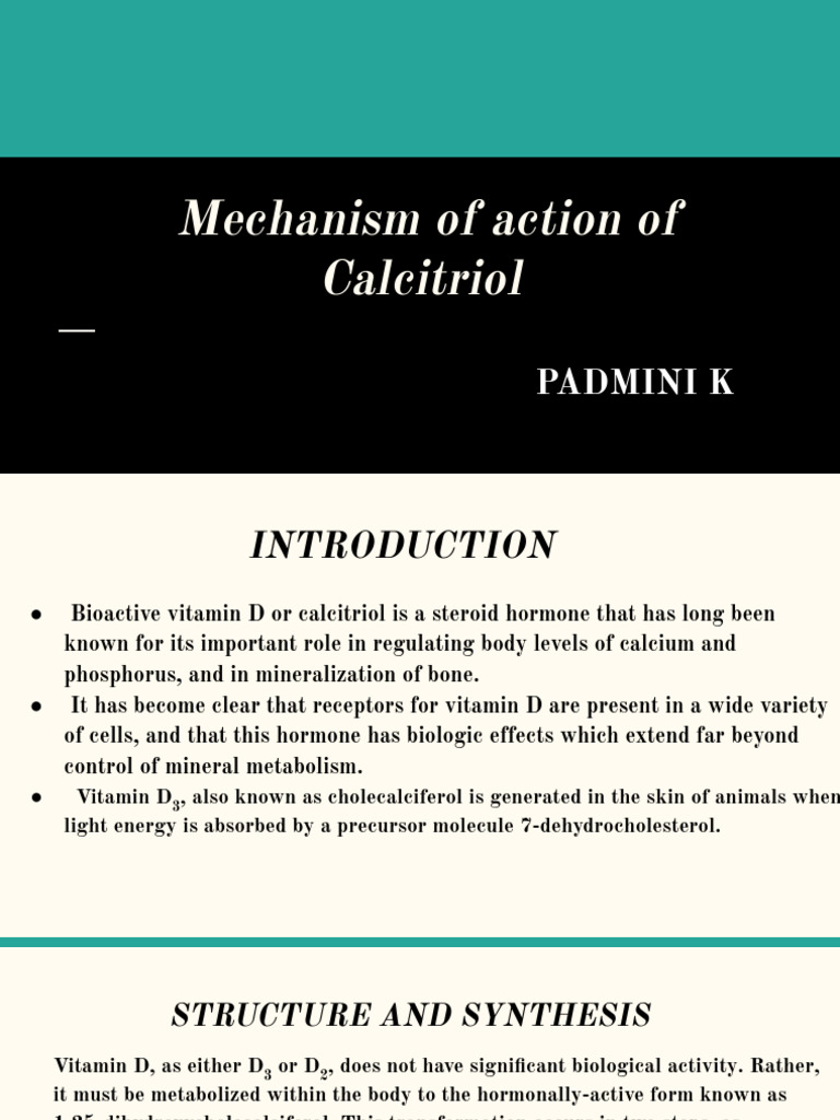 Mechanism of Action of Calcitriol | PDF | Vitamin D | Biotechnology