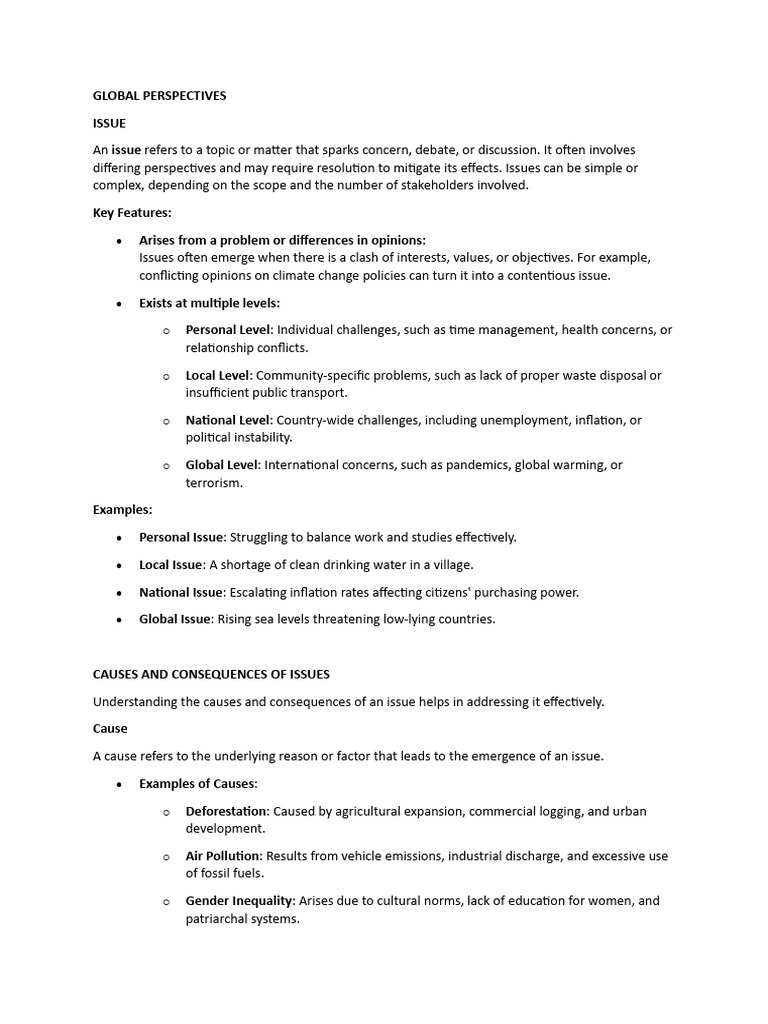 Global Perspectives Notes | PDF | Climate Change | News
