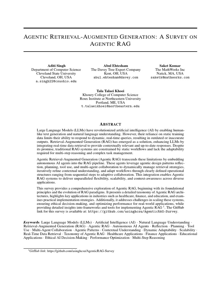 Agentic RAG: Survey on AI Advancements | PDF | Artificial Intelligence | Intelligence (AI ...