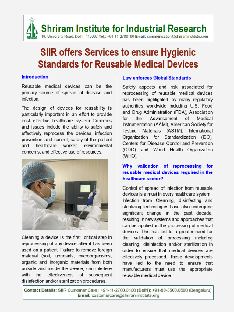 Reusable-Medical-Devices Sri Ram | PDF | Medical Device | Health Care