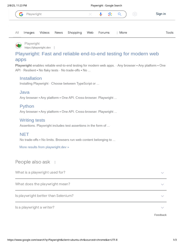 Playwright | PDF | Selenium (Software) | Software