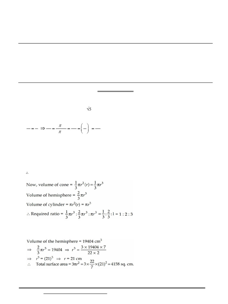 Maths Class Ix Chapter 13 Surface Areas and Volumes Practice Paper 16 ...