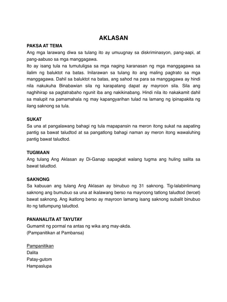 Nilalaman NG Aklasan | PDF
