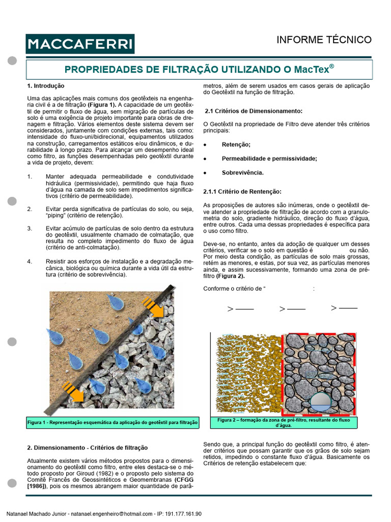 Inf Tec Mactex Filtracao | PDF | Solo | Filtragem