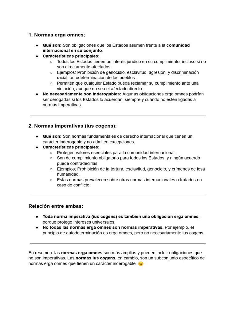Diferencias entre ius cogens y erga omnes | PDF