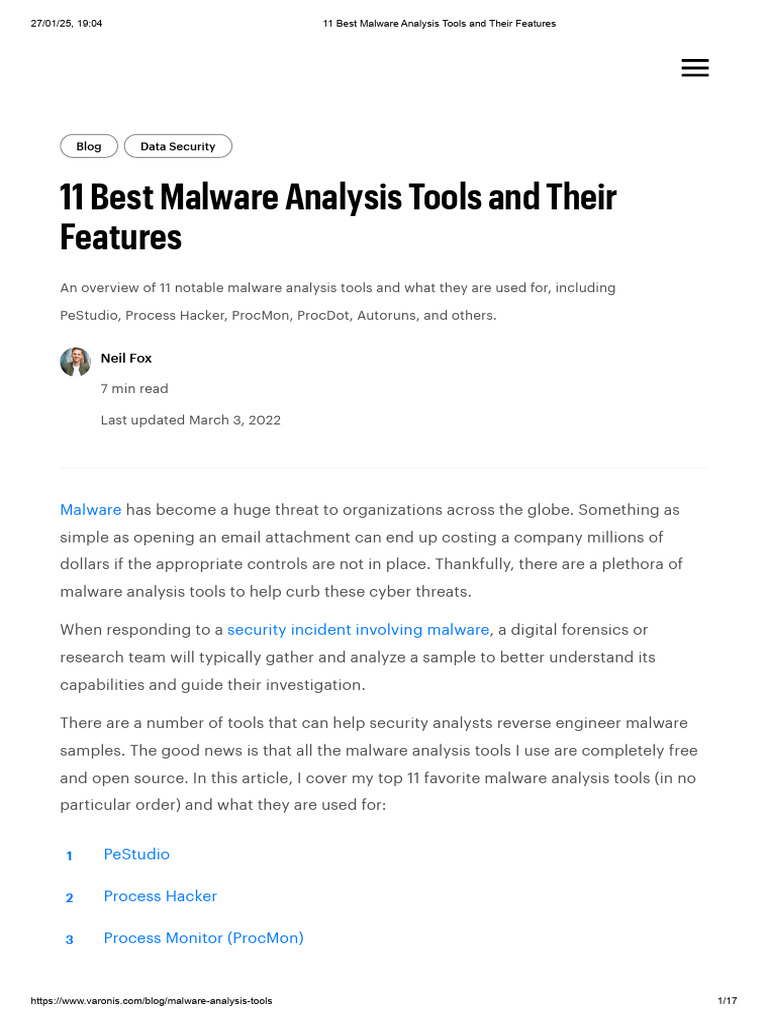 11 Best Malware Analysis Tools and Their Features | PDF | Malware | Security