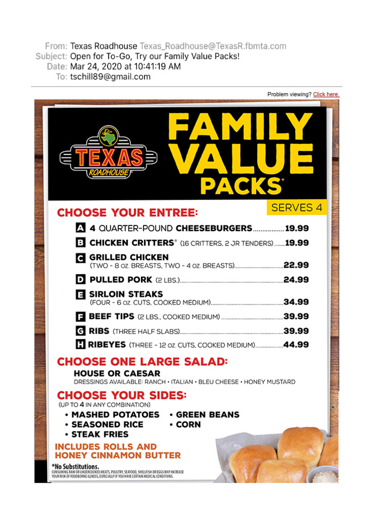 Open For To-Go, Try Our Family Value Packs! | PDF