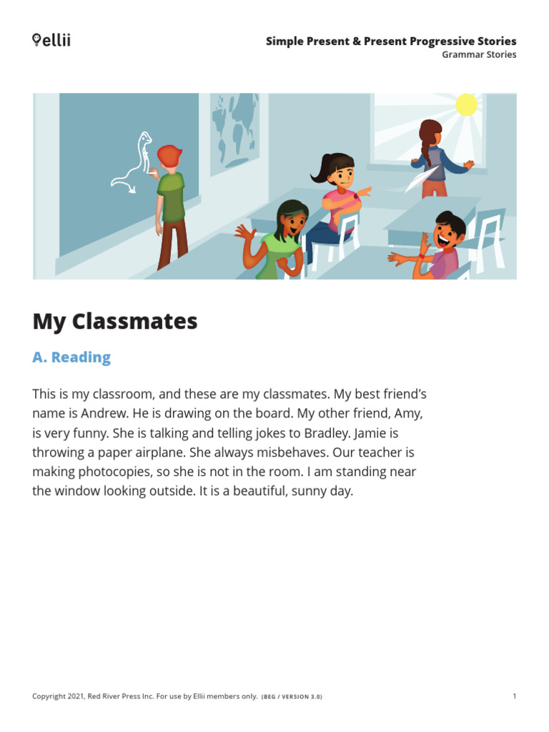 Simple Present & Present Progressive Stories - Grammar Stories - Ellii ...