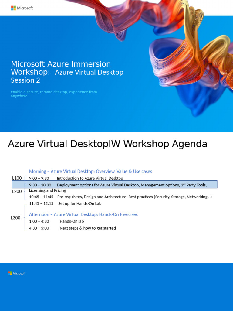 AVDIW - Session 2 - Deployment options for AVD, Management options, 3rd Party Tools, Licensing ...