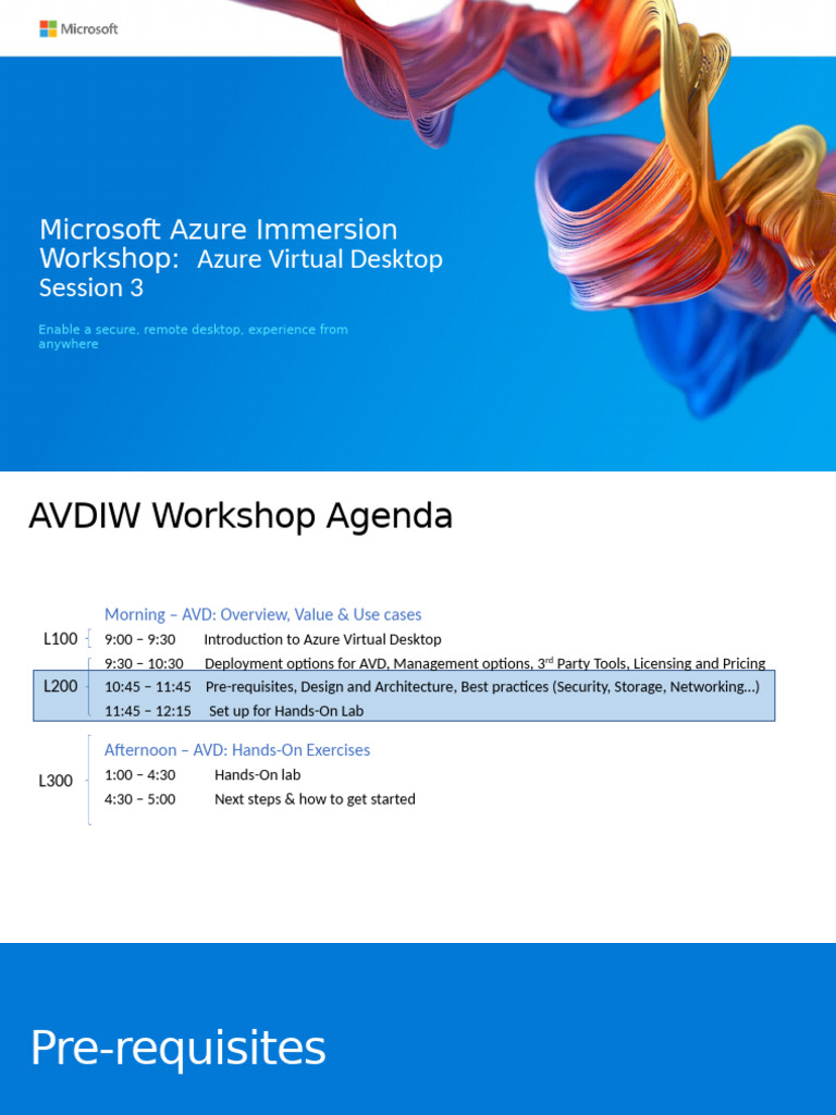 Azure Virtual Desktop Workshop Agenda | PDF | Microsoft Azure | Central Processing Unit