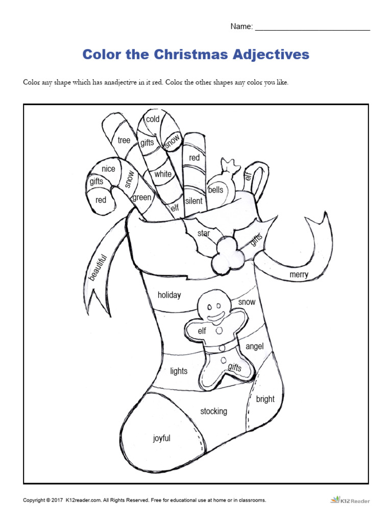 Color The Christmas Adjectives | PDF | Christmas | December Observances
