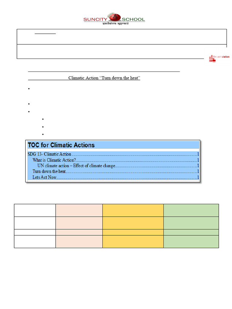 SDG 13 Climate Action Worksheet Guide | PDF