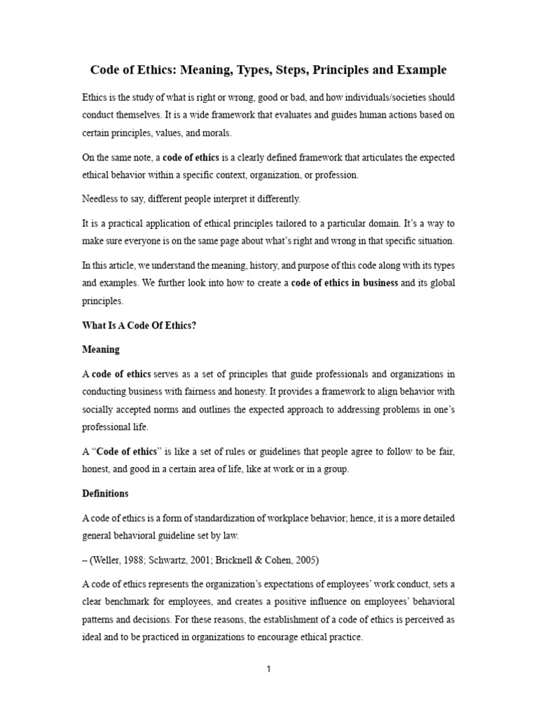 Examples of Codes of Ethics in Business | PDF | Integrity | Teachers